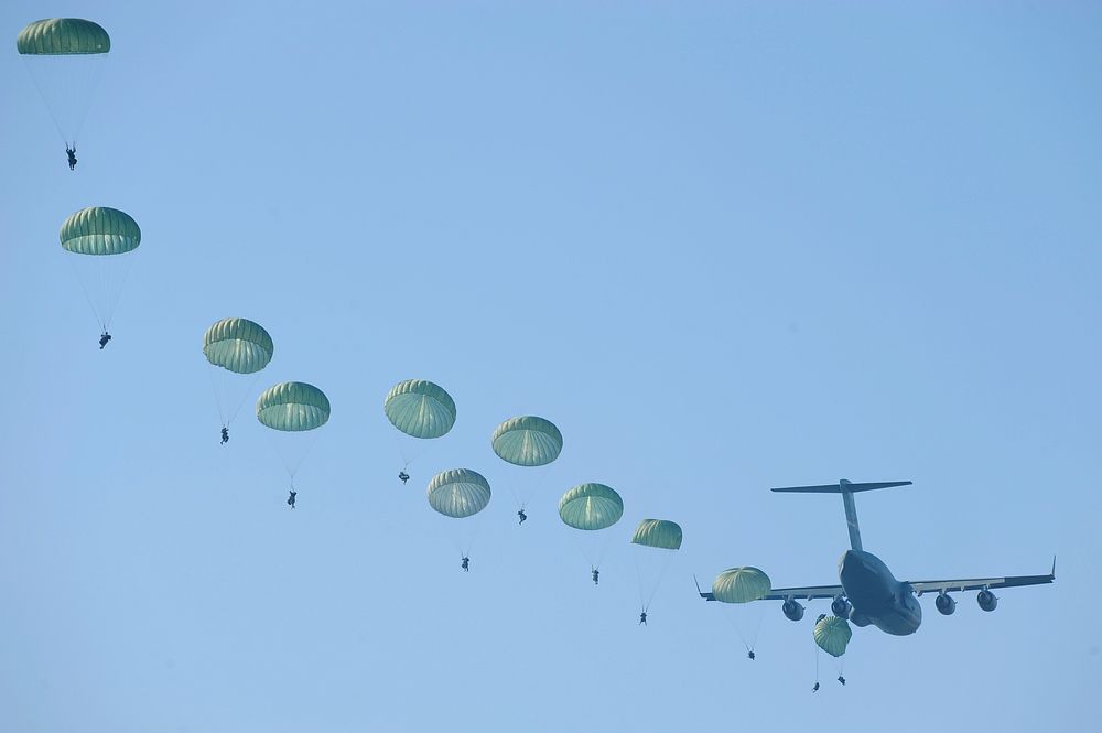 U.S. Army rangers parachute from an | Free Photo - rawpixel