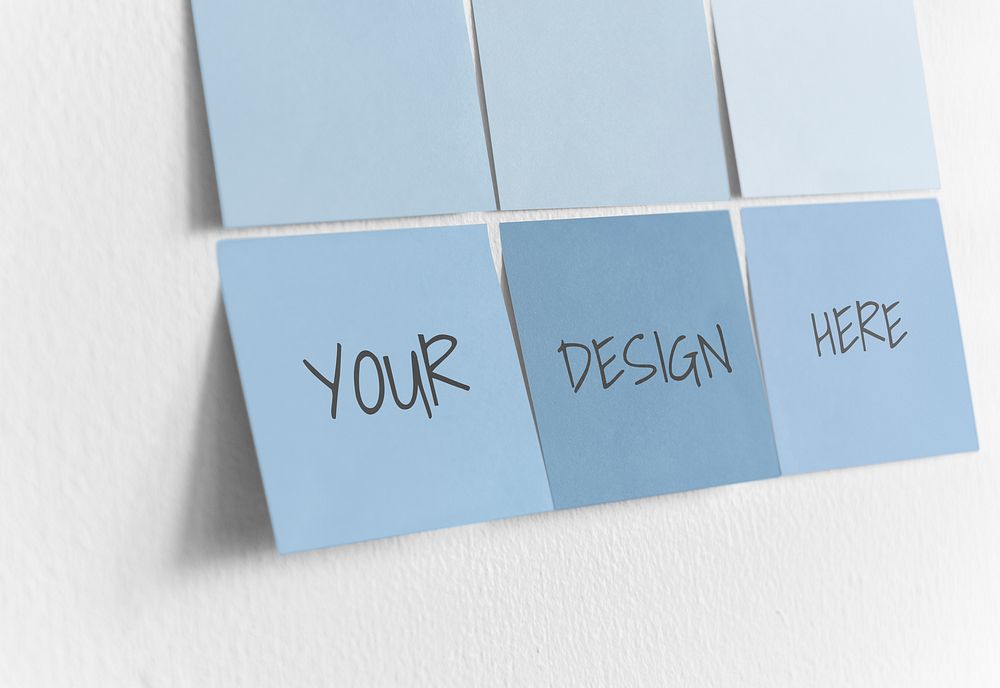 Blue sticky note mockups on a white | Premium PSD Mockup - rawpixel