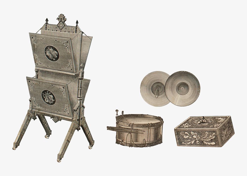 Musical instruments, vintage illustration. Remastered | Premium Photo ...