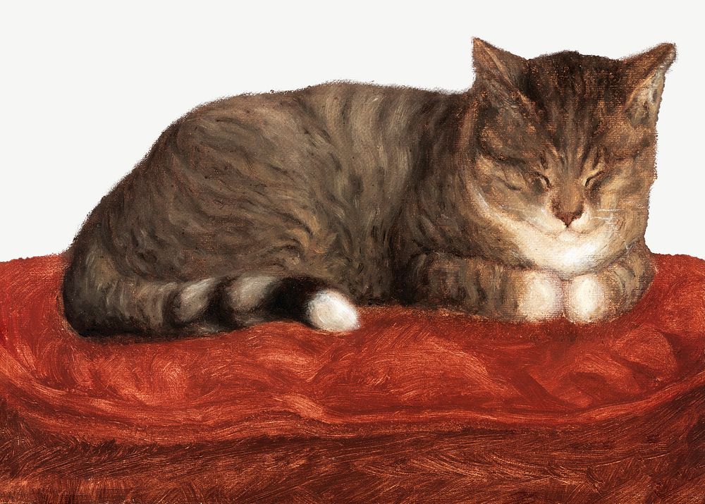 Lying cat, Mosse, vintage animal | Premium PSD Illustration - rawpixel