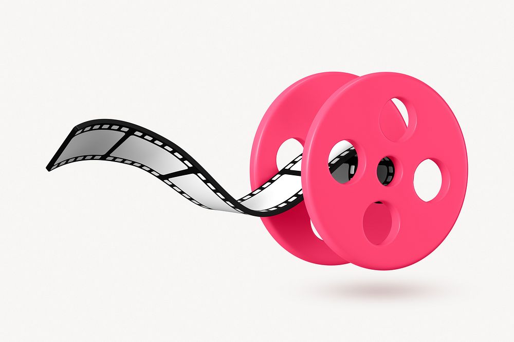 Film reels 3D clipart, pink | Free Photo Illustration - rawpixel