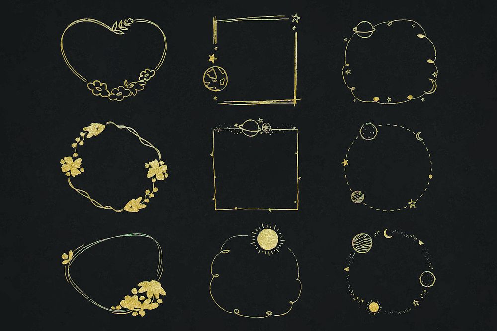 Vector gold effect border collection | Premium Vector - rawpixel