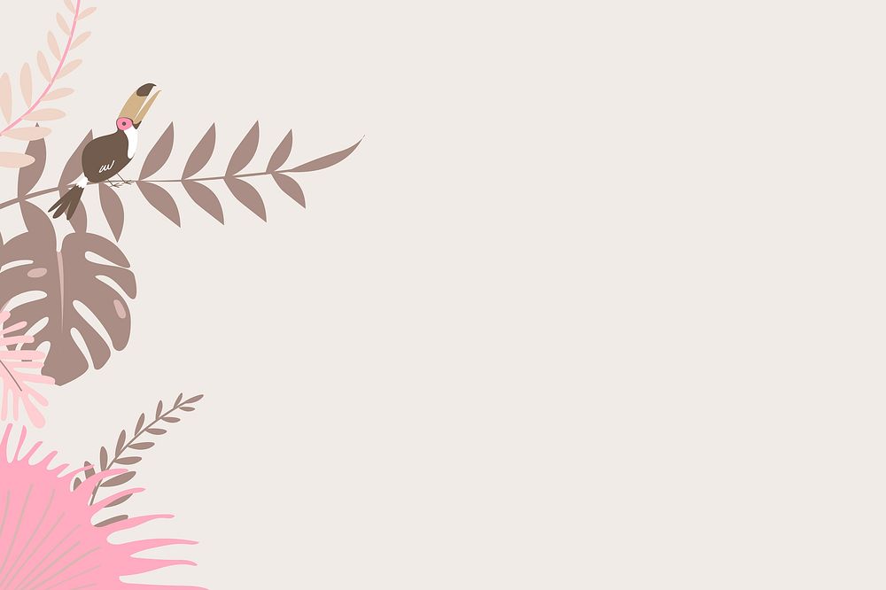 Pastel pink botanical background with tropical | Free Photo - rawpixel