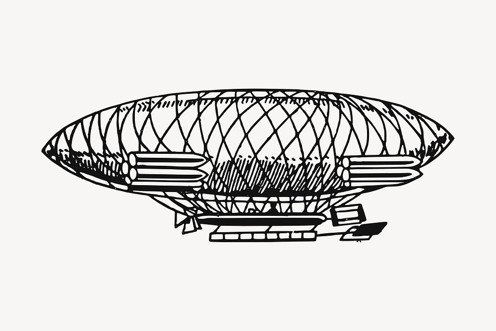 Airship, vintage transportation clipart vector. | Free Vector ...