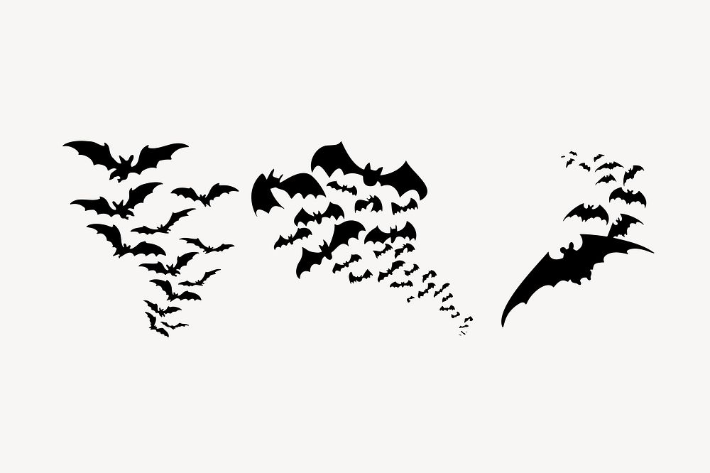 Flying bat colony silhouette collage | Free PSD - rawpixel