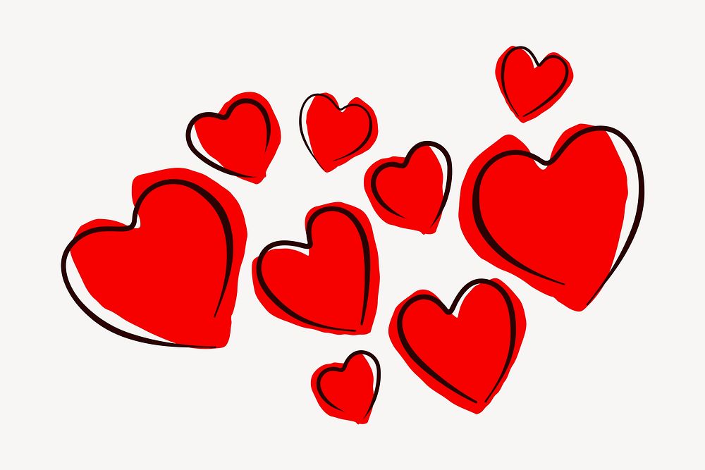 Red heart clipart, Valentine's Day | Free Vector - rawpixel