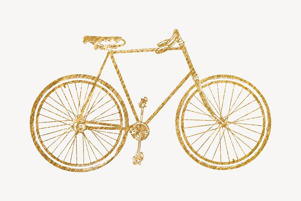 Golden bicycle sticker, aesthetic vehicle | Free Vector Illustration ...
