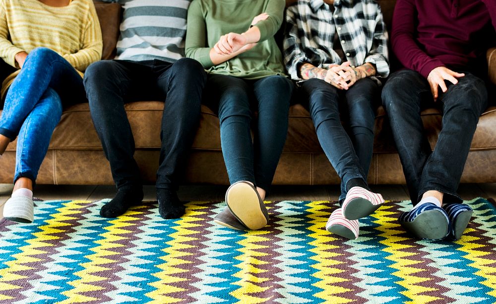 Group people sitting couch together | Premium Photo - rawpixel