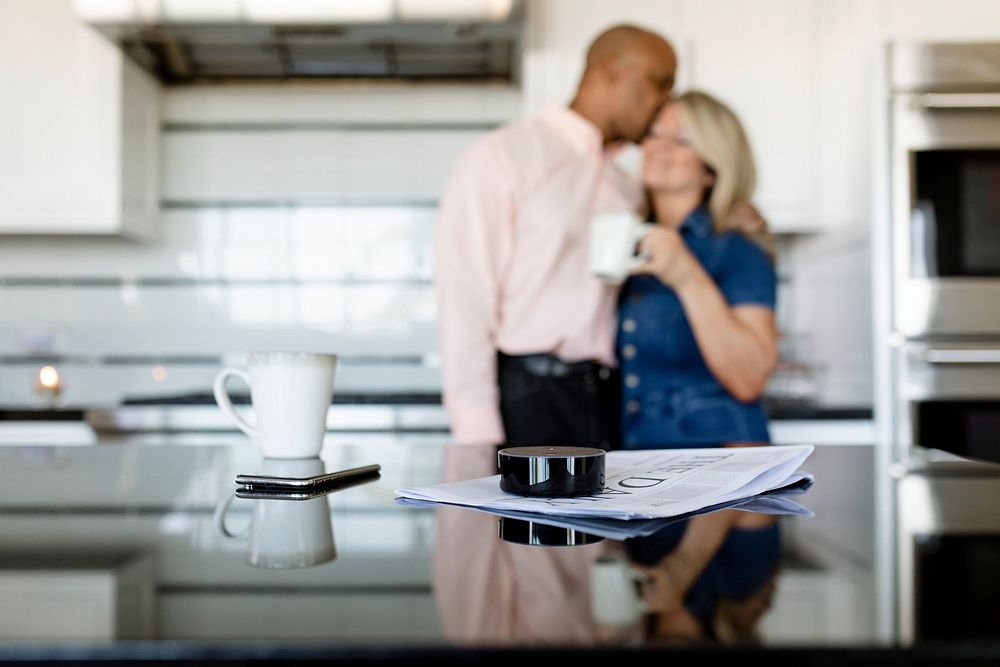 Happy couple cuddling kitchen | Premium Photo - rawpixel