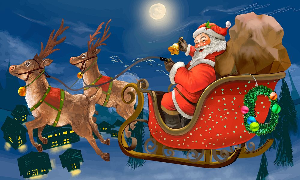 Hand drawn Santa Claus riding | Premium Vector Illustration - rawpixel