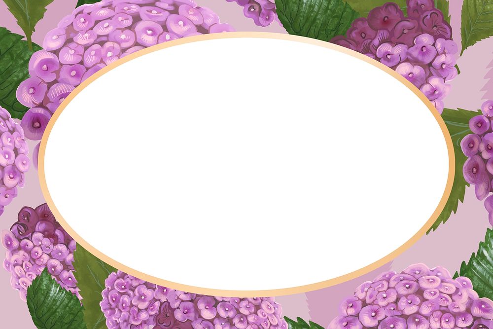 Gold oval hydrangea flower frame | Premium PSD - rawpixel