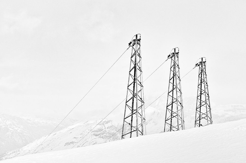 Power Lines Snow Covered Landscape. | Free Photo - rawpixel