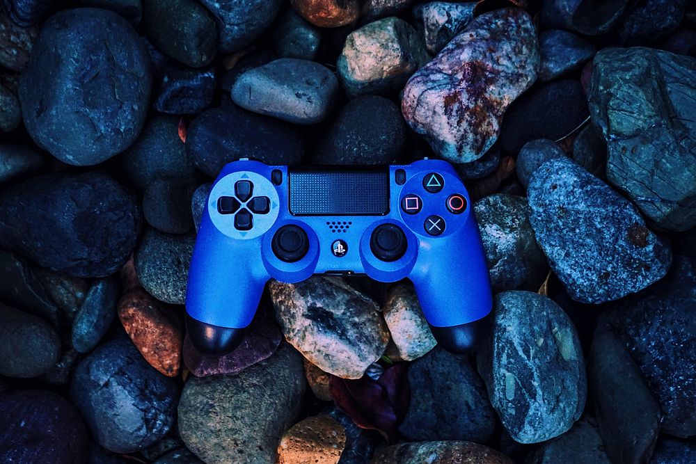 PlayStation4 blue joystick, location unknown, | Free Photo - rawpixel