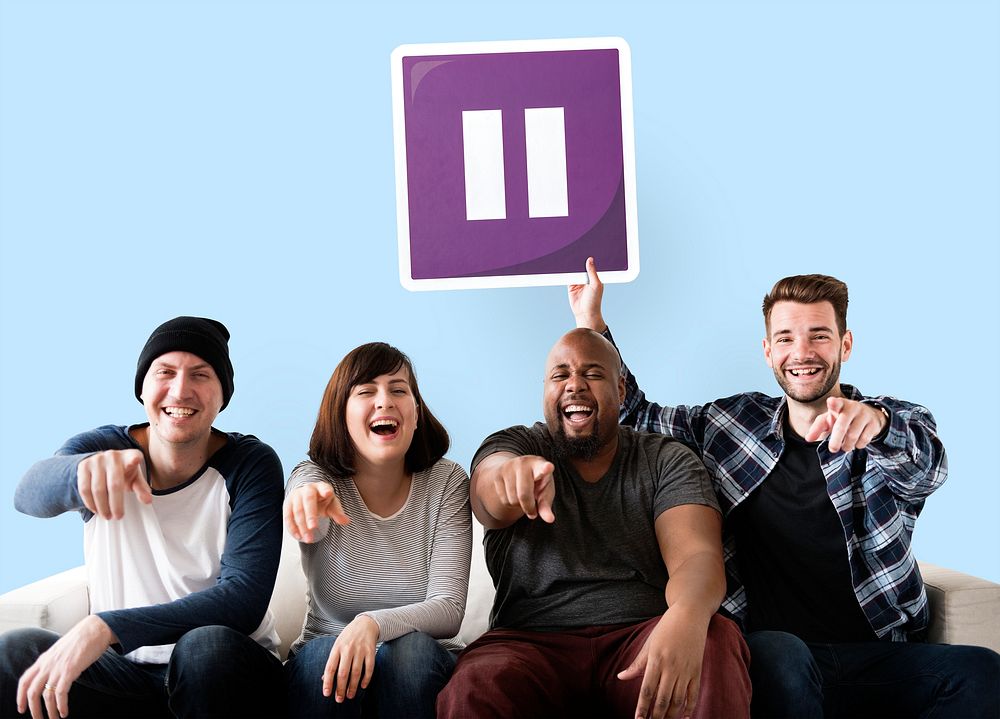 Group happy friends holding pause | Premium Photo - rawpixel