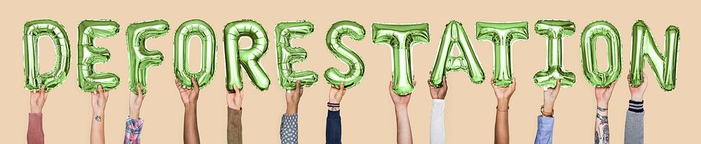 Hands holding deforestation word balloon | Premium Photo - rawpixel