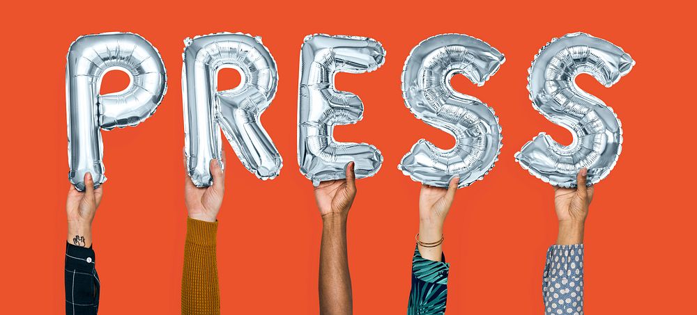Hands holding press word in balloon | Photo - rawpixel