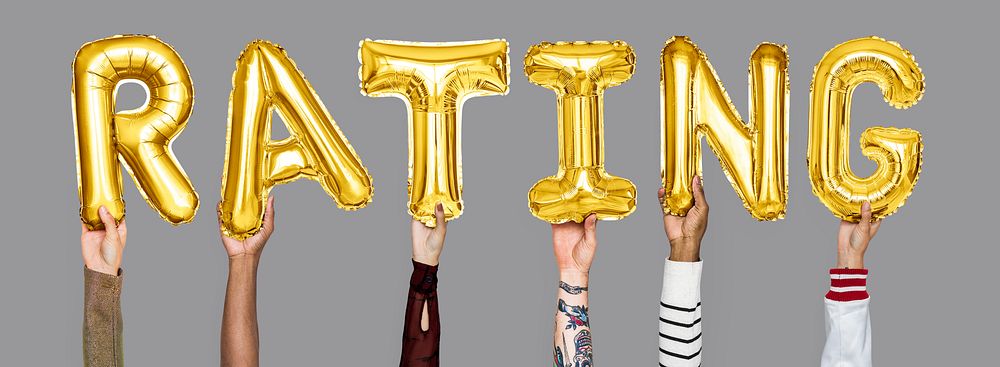 Hands holding rating word balloon | Premium Photo - rawpixel
