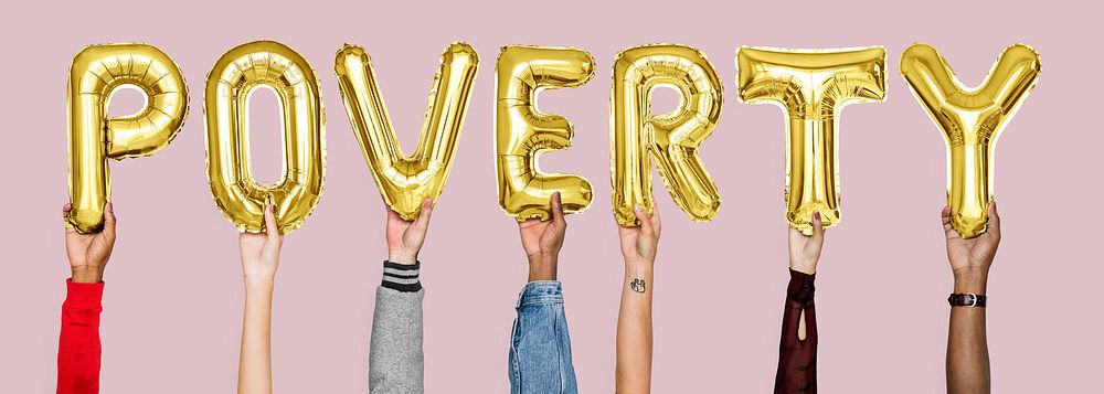 Hands holding poverty word balloon | Premium Photo - rawpixel