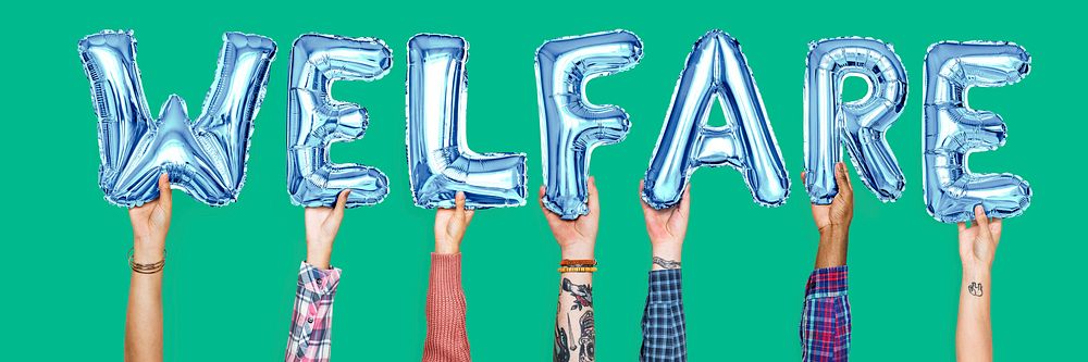 Hands holding welfare word balloon | Premium Photo - rawpixel