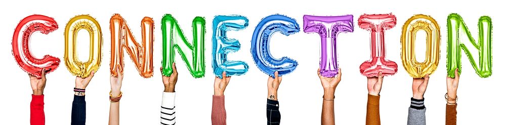 Hands holding balloons spelling Connection | Free Photo - rawpixel