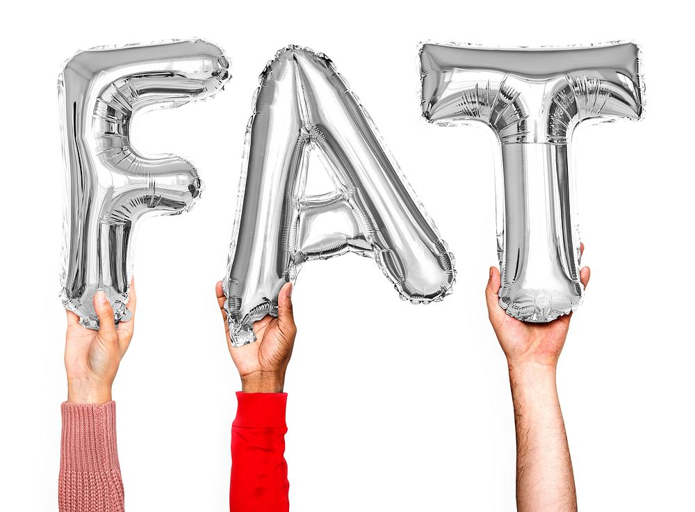 Hands holding balloons spelling Fat | Free Photo - rawpixel
