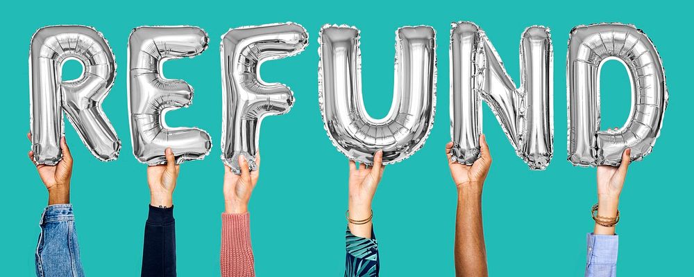 Hands holding balloons spelling refund | Free Photo - rawpixel