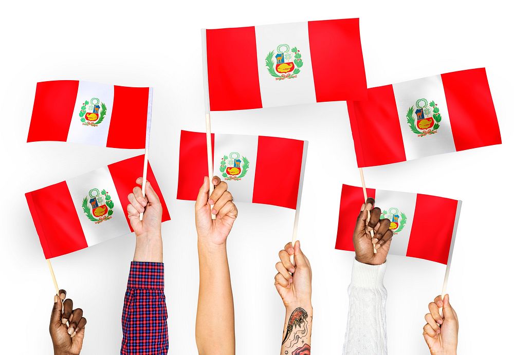 Hands waving the flags of Peru | Premium PSD - rawpixel