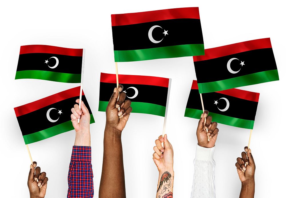 Hands waving flags of Libya | Premium PSD - rawpixel Hands waving flags of Libya | Premium PSD - rawpixel