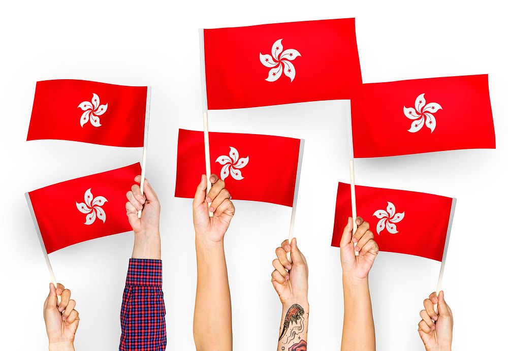 Hands waving flags Hong Kong | Premium PSD - rawpixel