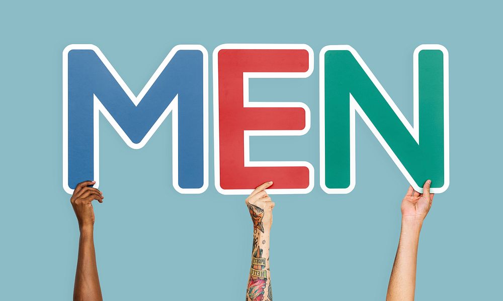 Hands holding the word men | Free Photo - rawpixel