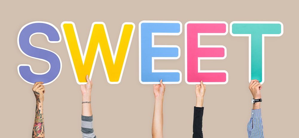 Hands holding the word sweet | Premium PSD - rawpixel