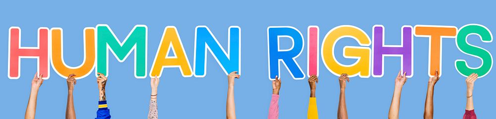 Hands holding word Human rights | Premium PSD - rawpixel