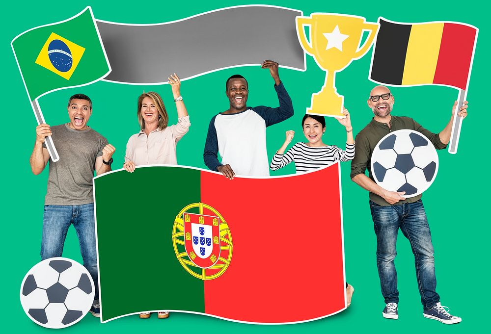 Diverse football fans holding flags | Premium Photo - rawpixel