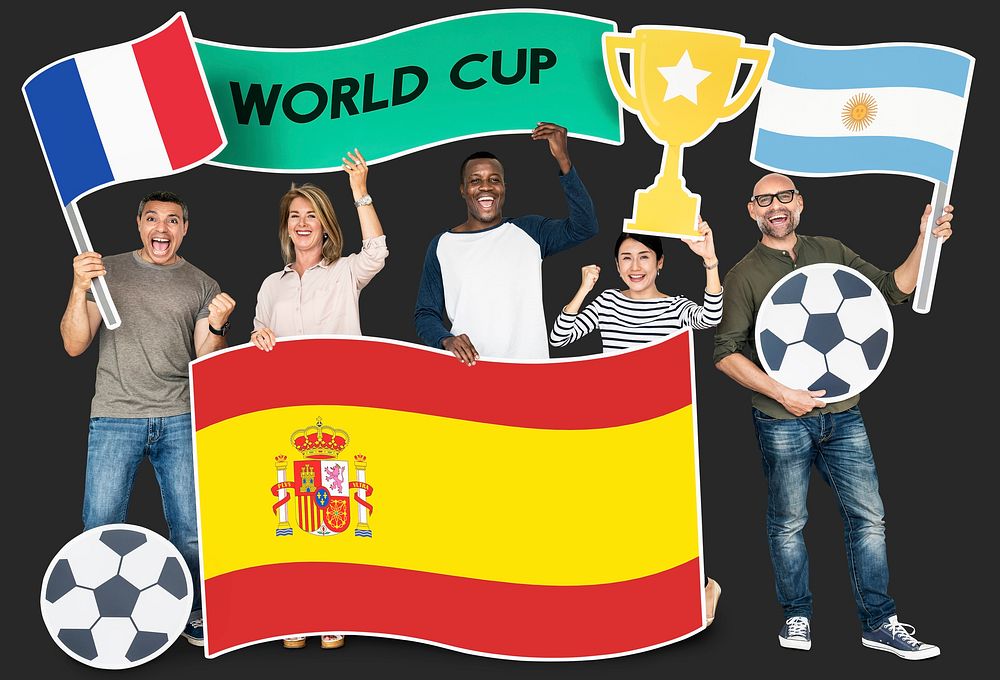 Diverse football fans holding flags | Premium Photo - rawpixel