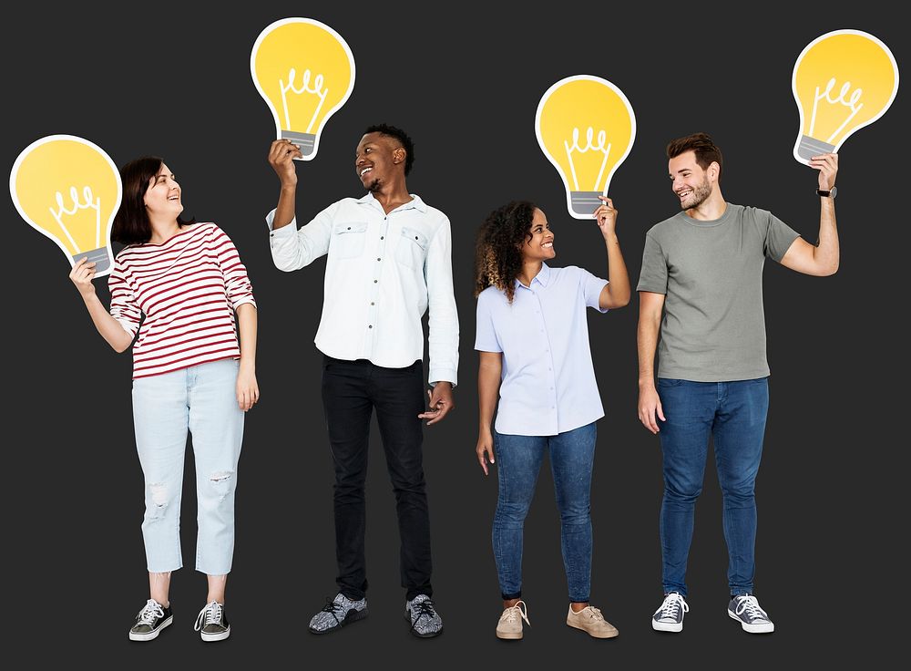 People carrying light bulb icons | Premium PSD - rawpixel