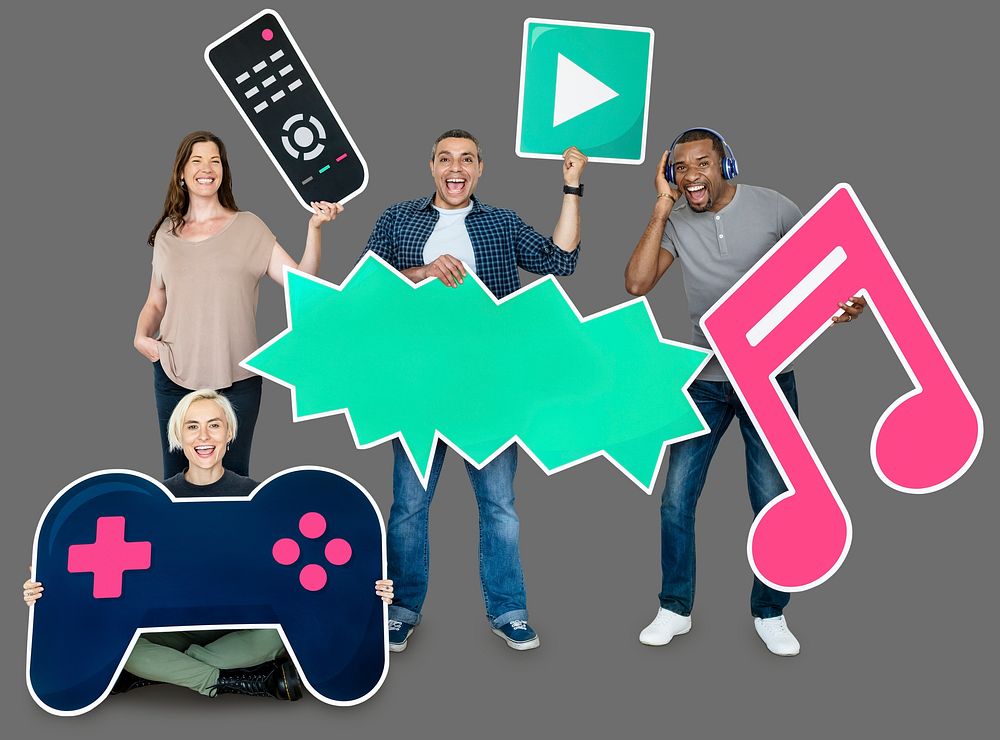 Diverse people holding entertainment | Premium Photo - rawpixel