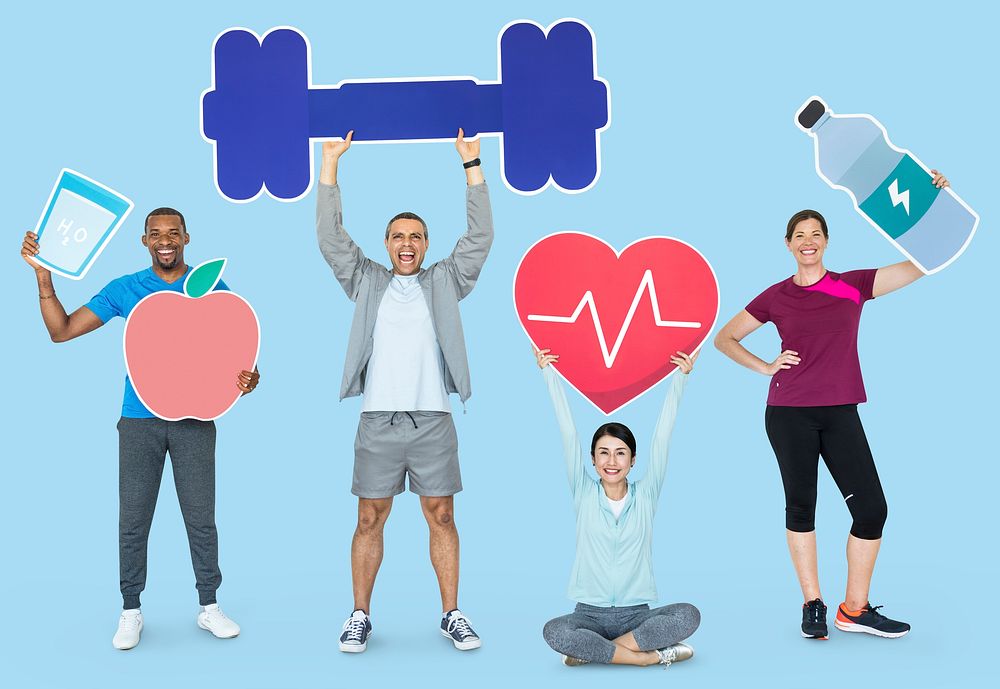 Healthy people holding healthy lifestyle | Premium PSD - rawpixel