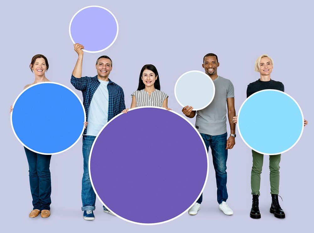 Group diverse people holding circles | Premium PSD - rawpixel