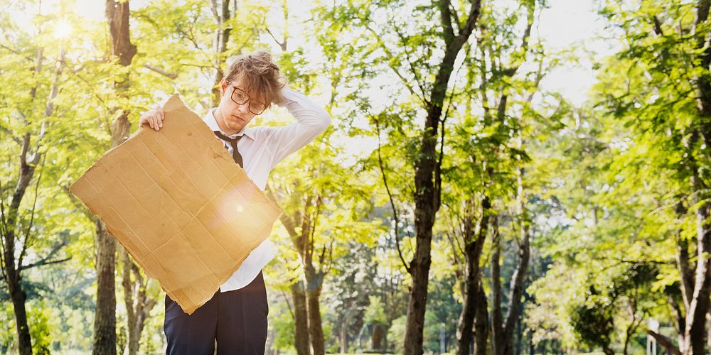 Businessman Cardboard Placard Fail Exhaust | Premium Photo - rawpixel