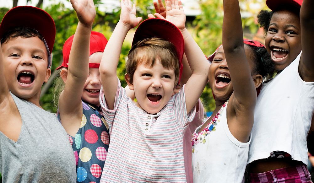 Group Diverse Kids Hands Raising | Free Photo - rawpixel