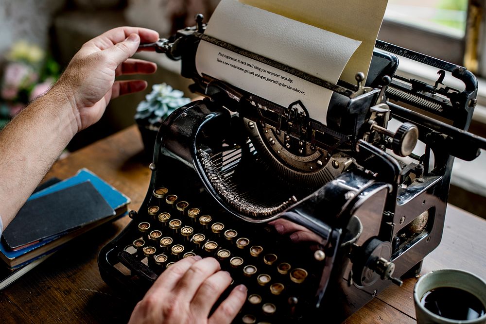 Hands typing on classic vintage | Premium Photo - rawpixel
