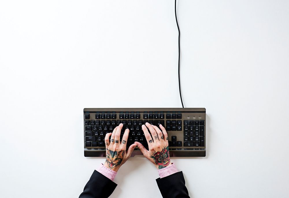 Hands tattoo typing keyboard | Premium Photo - rawpixel