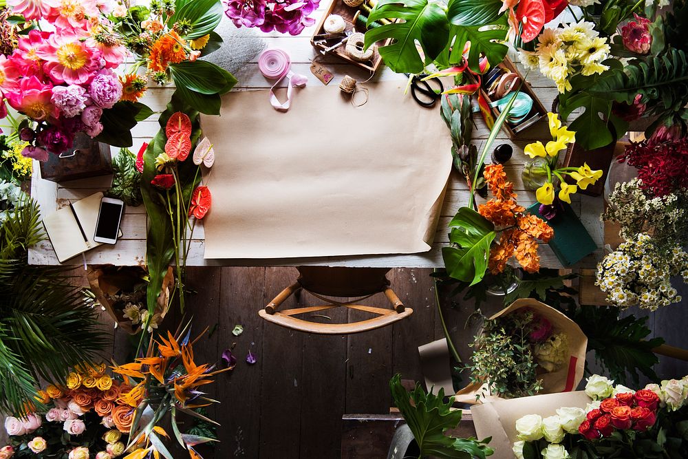 Florist work space in aerial | Premium Photo - rawpixel