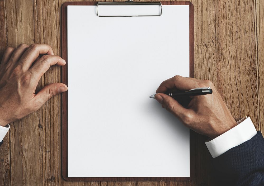 Businessman Writing Paperwork Information Concept | Premium Photo ...