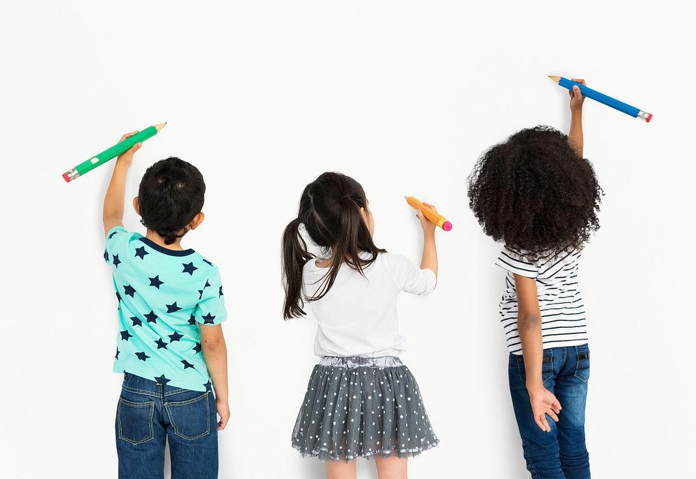 Little Children Drawing Together Creative | Free Photo - rawpixel