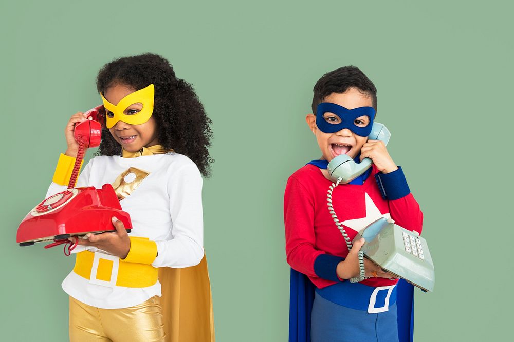 Superhero Kids with Telephone Concept | Premium Photo - rawpixel