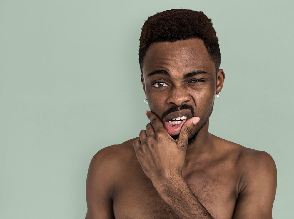 African Man Bare Chest Touching | Premium Photo - rawpixel