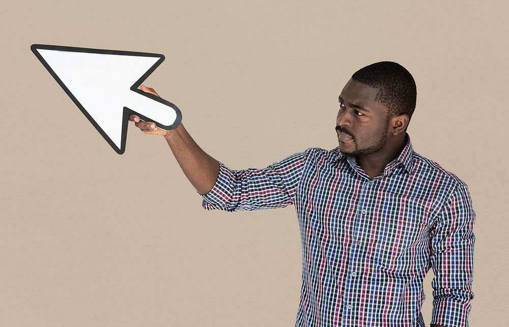 African descent man holding cursor | Premium Photo - rawpixel