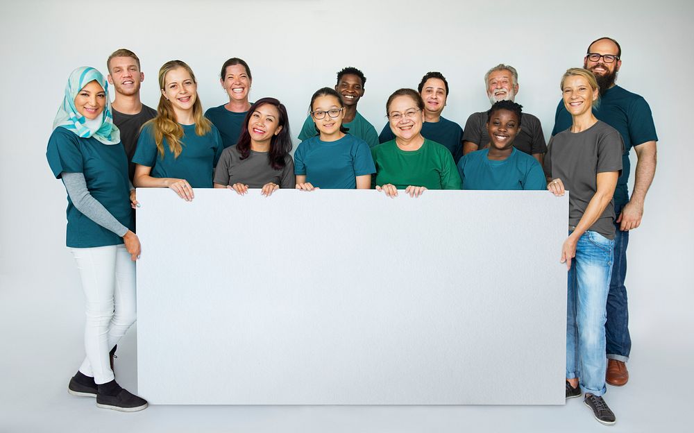 Group of people holding a banner | Premium Photo - rawpixel