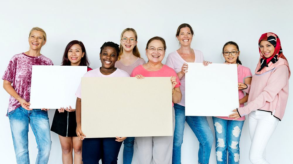 Group of women holding boards | Premium Photo - rawpixel